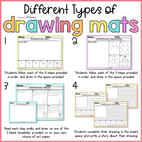 Christmas Directed Drawings | how to draw santa, reindeer, elf, tree ...