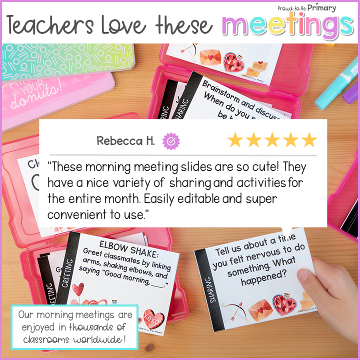 Morning Meeting Slides, Cards, Posters for February – Proud to be Primary