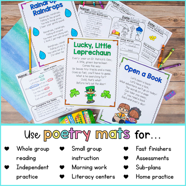 Poem of the Week Poetry Activity Mats for March – Proud to be Primary