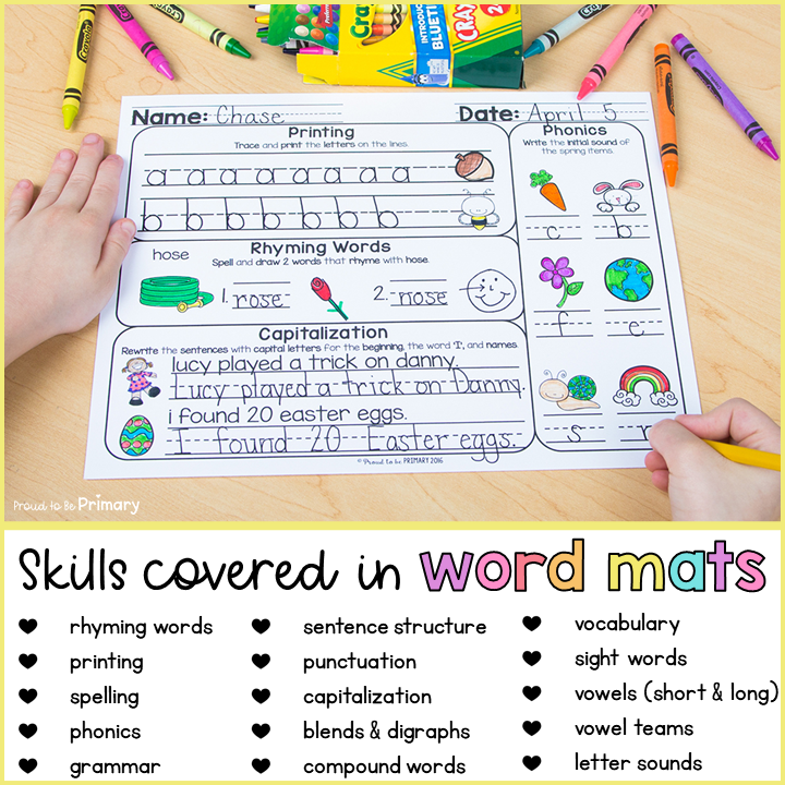 Word Work Daily Language Practice Mats BUNDLE – Proud to be Primary