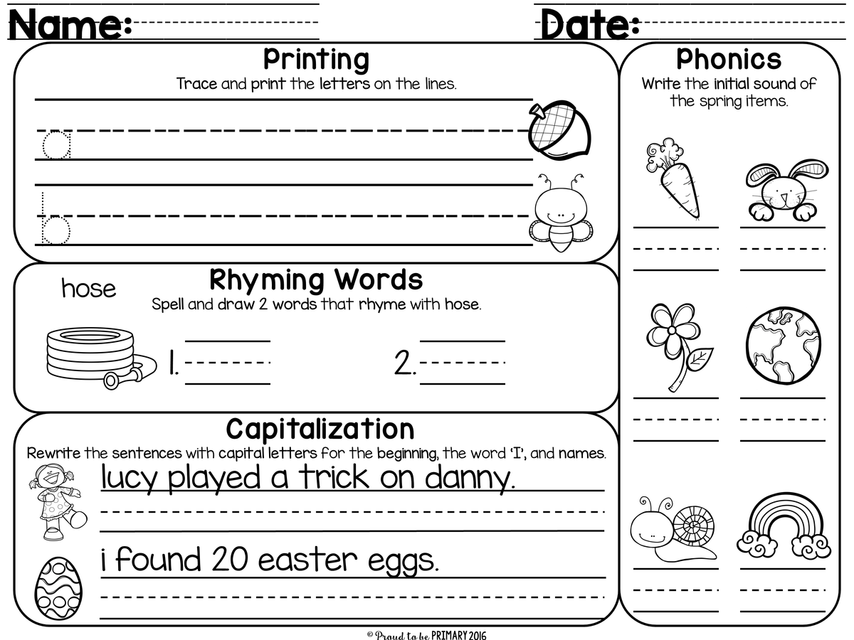 April Word Work and Daily Language Arts Review