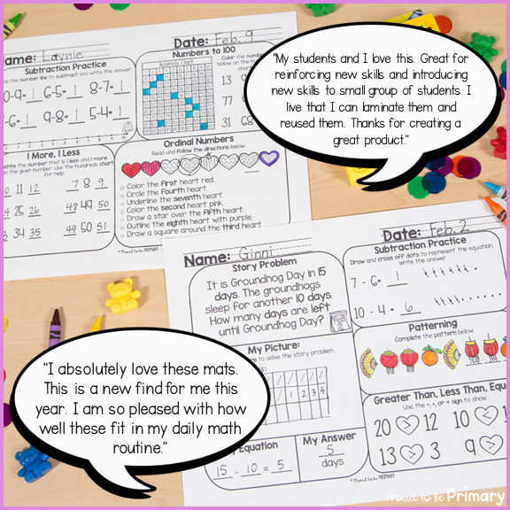 February Math Review Worksheets for First Grade – Proud to be Primary