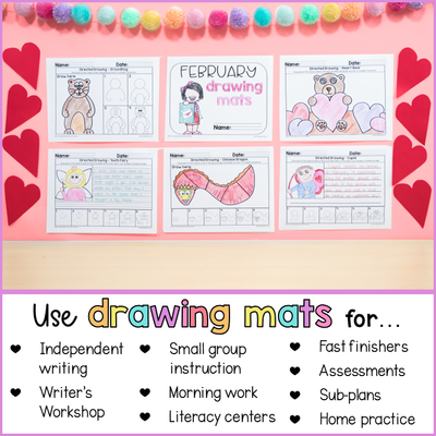 Winter February Directed Drawing Groundhog Day Cupid Tooth Fairy