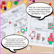 December Math Review Worksheets for First Grade