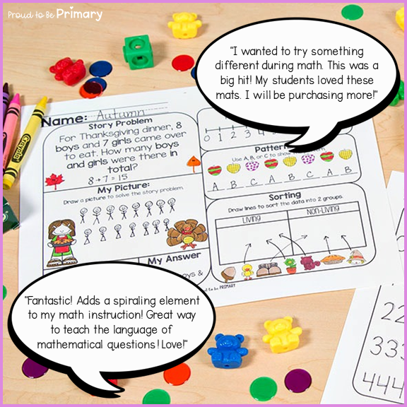 November Math Review Worksheets for First Grade – Proud to be Primary