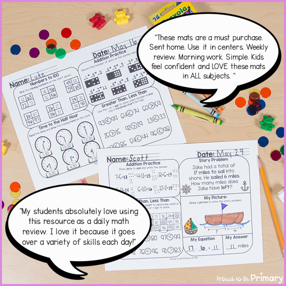 May Math Review Worksheets for First Grade – Proud to be Primary