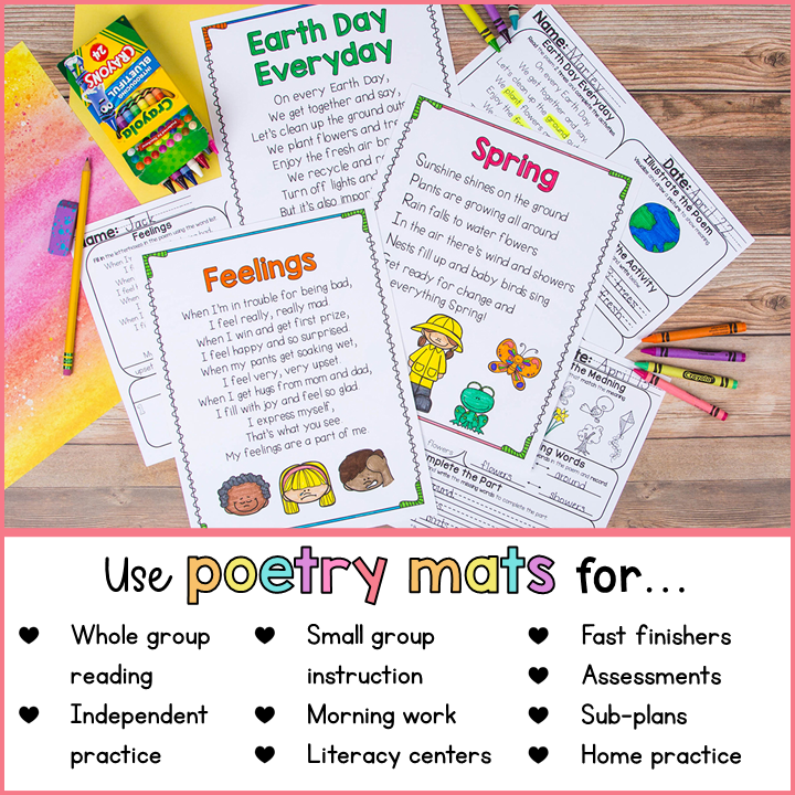 Poem of the Week Poetry Activity Mats Bundle – Proud to be Primary