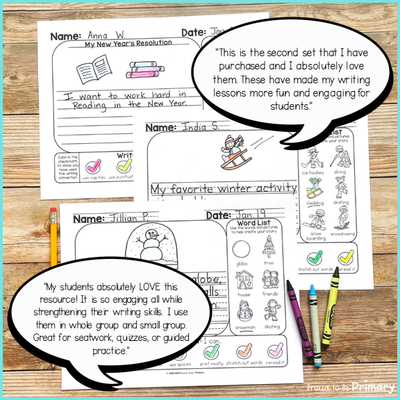 January New Years Winter Writing Center Prompts Paper Morning Work Act