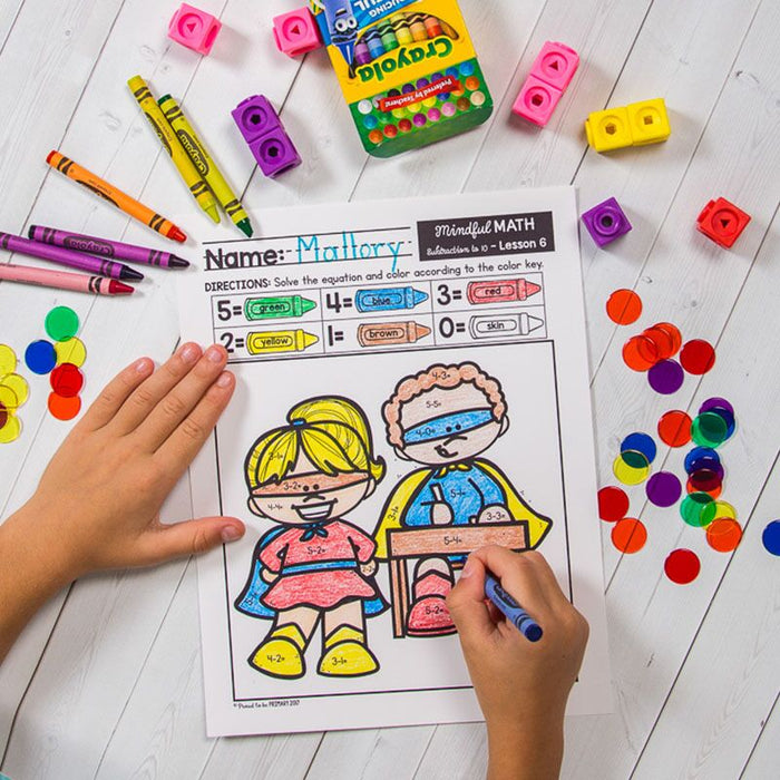 Kindergarten Mindful Math Unit Subtraction Within 10 Practice Word Pro