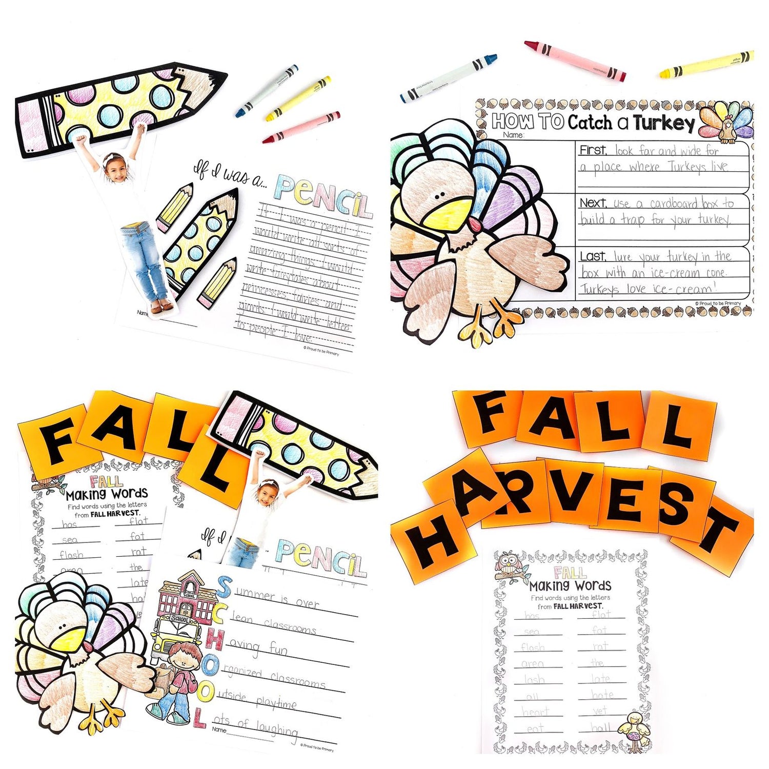 Writing Activities & Word Work Bundle - Spring, Fall, Winter, Summer