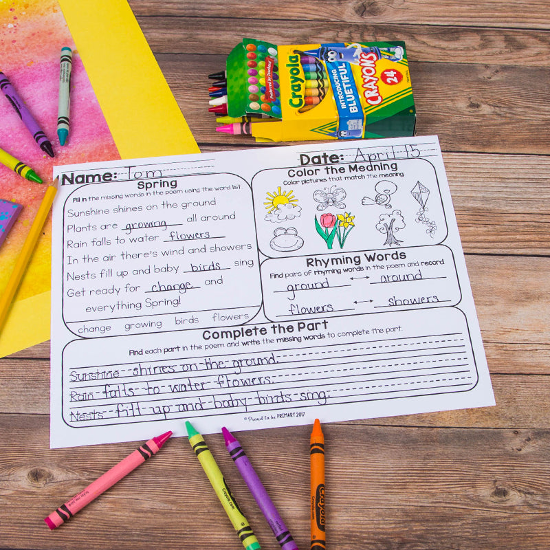 Poem of the Week Poetry Activity Mats for April – Proud to be Primary