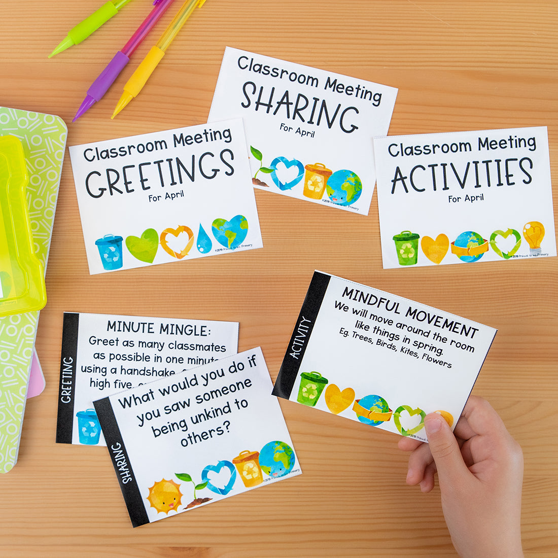 Morning Meeting Slides, Cards, Posters for April – Proud to be Primary