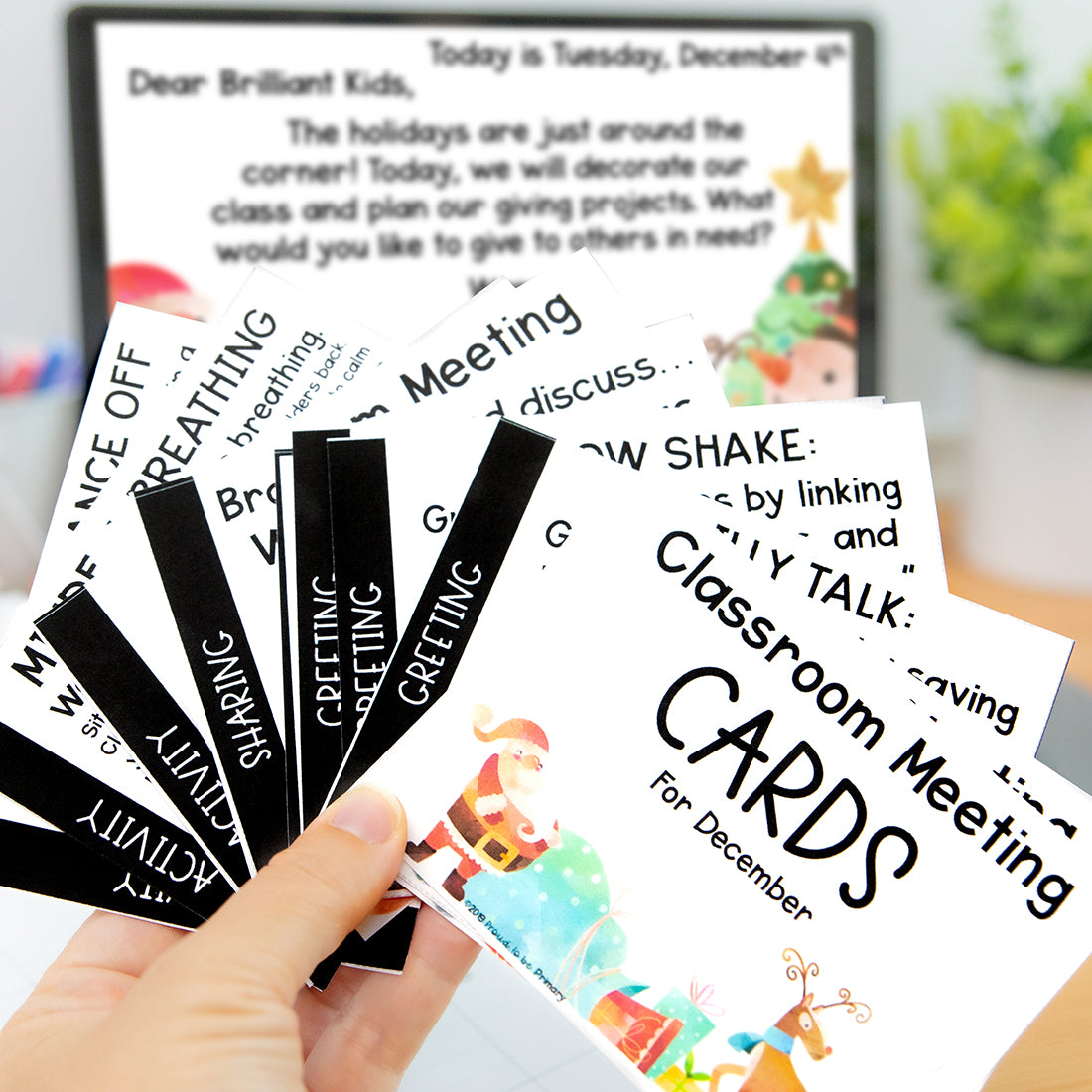 Morning Meeting Slides, Cards, Posters for December – Proud to be Primary
