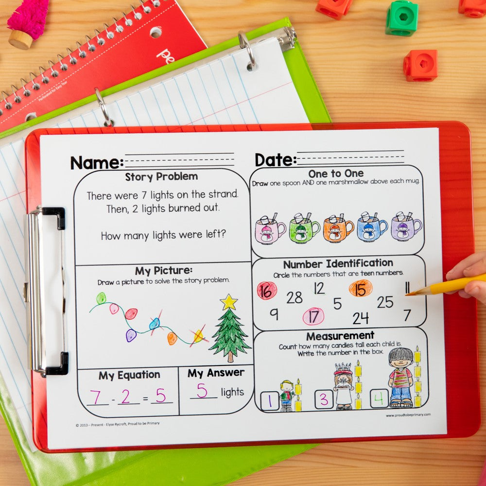 December Math Spiral Review Worksheets for Kindergarten – Proud to be ...