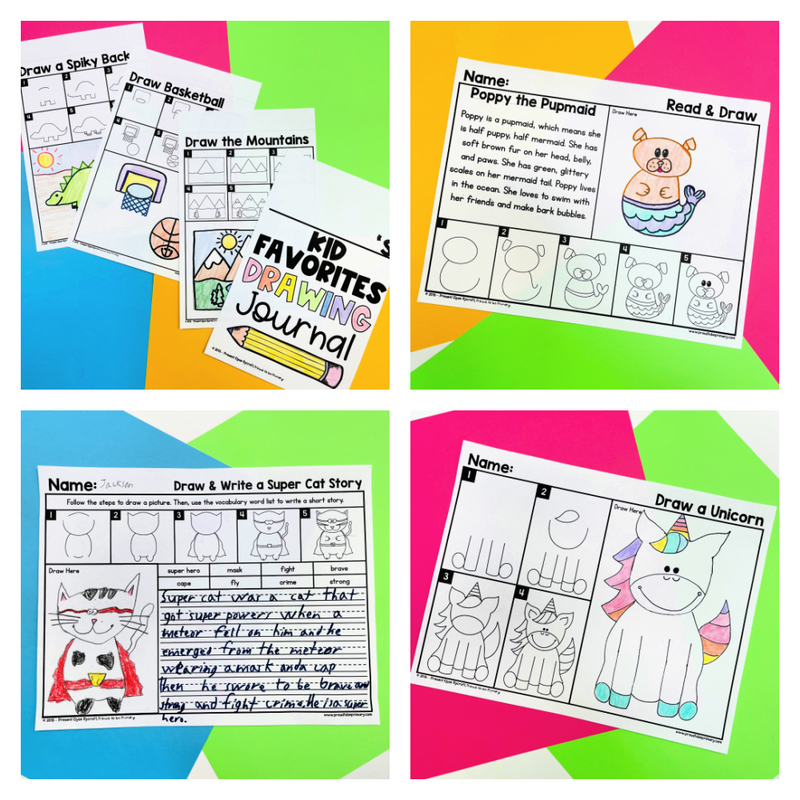 Directed Drawing Writing Reading Animals, Dinosaurs, Magical Unicorn