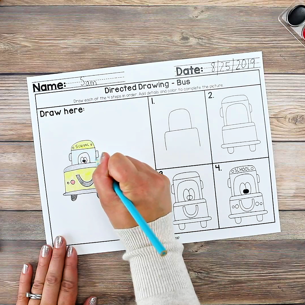 Back to School Fall Directed Drawings | how to draw a bus, boy, girl ...