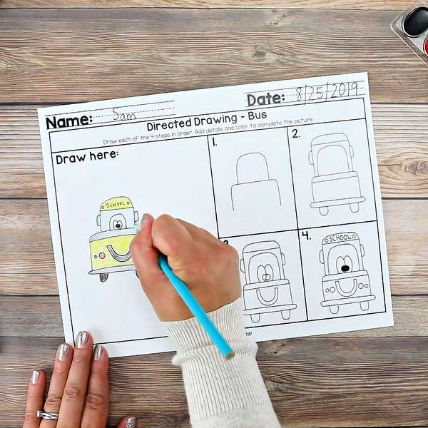 Back to School Fall Directed Drawings | how to draw a bus, boy, girl ...