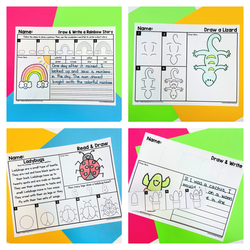 Step-by-Step Directed Drawing & Writing - Weather, Bugs, Plants, Tree