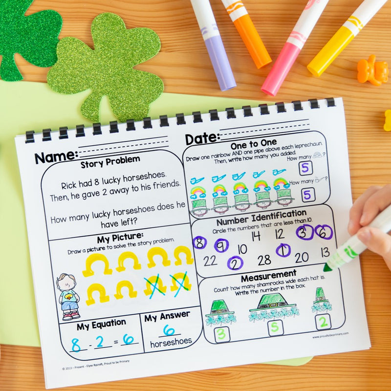 March Math Spiral Review Worksheets for Kindergarten