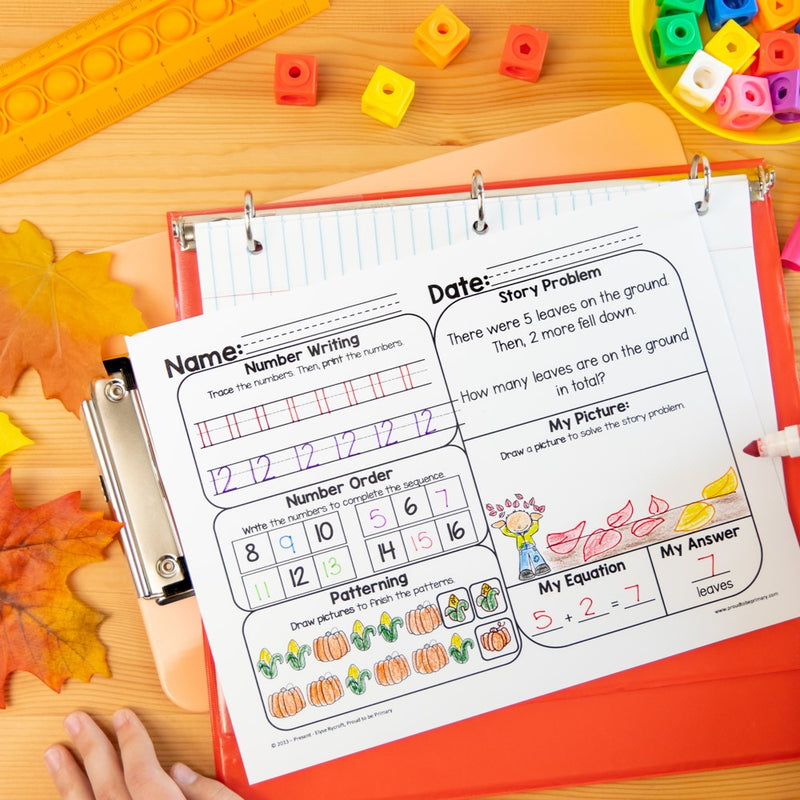 November Fall Thanksgiving Kindergarten Math Review Activities Workshe