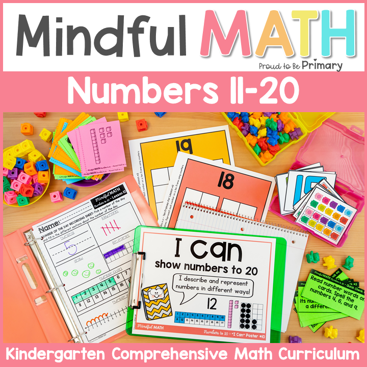 Kindergarten Mindful Math Curriculum Unit Counting Numbers to 20 Poste