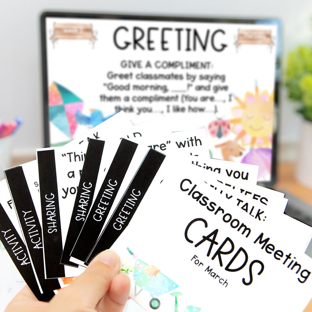 March Spring SEL Morning Meeting Google Slides Activities Greetings Qu