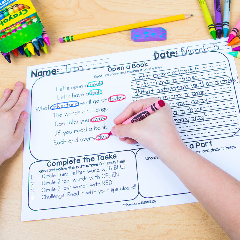 Poem of the Week Poetry Activity Mats for March – Proud to be Primary