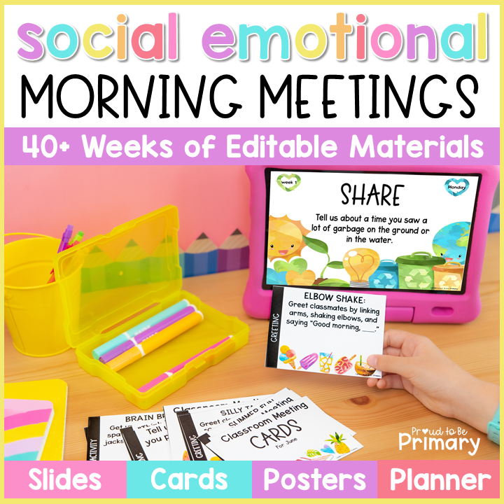 Morning Meeting Slides - Activities, Questions, Greetings - Social Emo