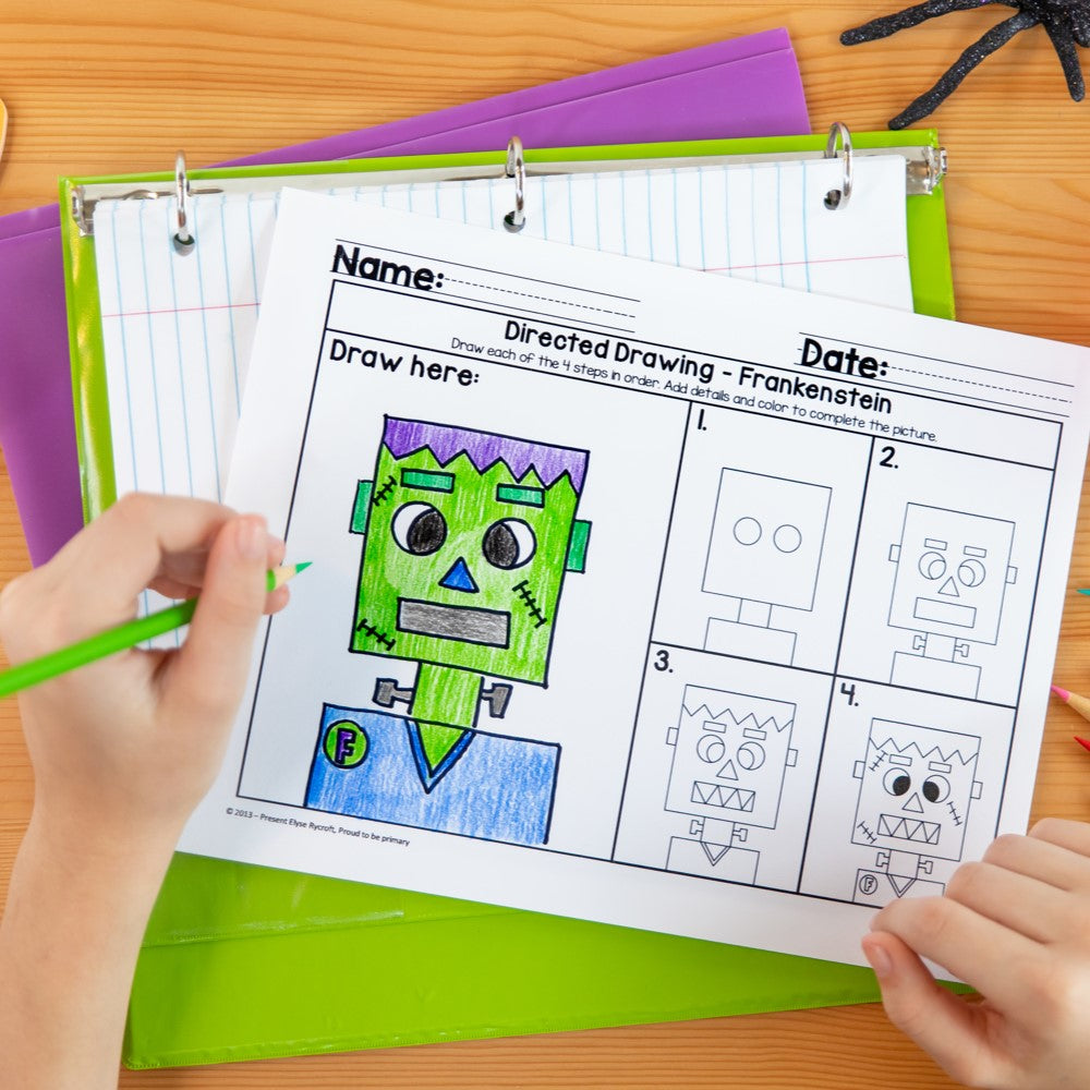 Halloween Directed Drawings | How to Draw Frankenstein, haunted house ...
