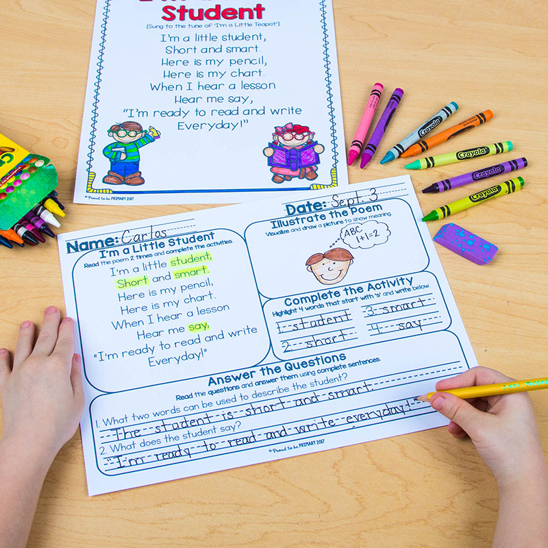 Poem of the Week Poetry Activity Mats for September - Back to School ...
