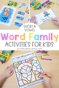 Word Family Short 'A' Vowel CVC and CVCC Activities for Kids