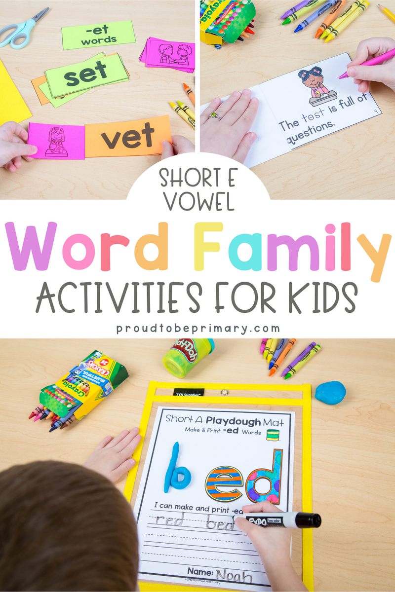 Word Family Short 'E' Vowel CVC and CVCC Activities for Kids