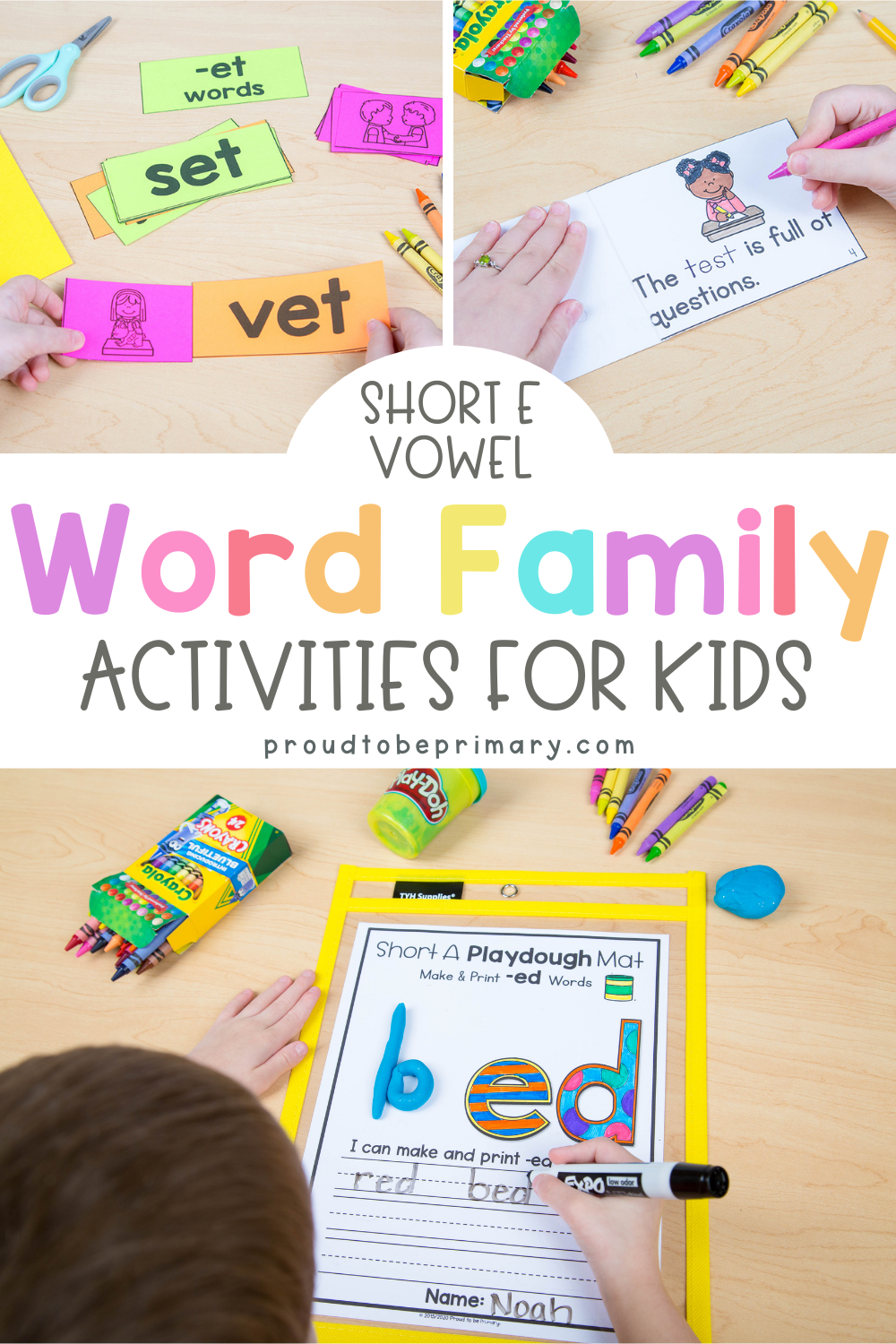 Word Family Short 'E' Vowel CVC and CVCC Activities for Kids – Proud to ...